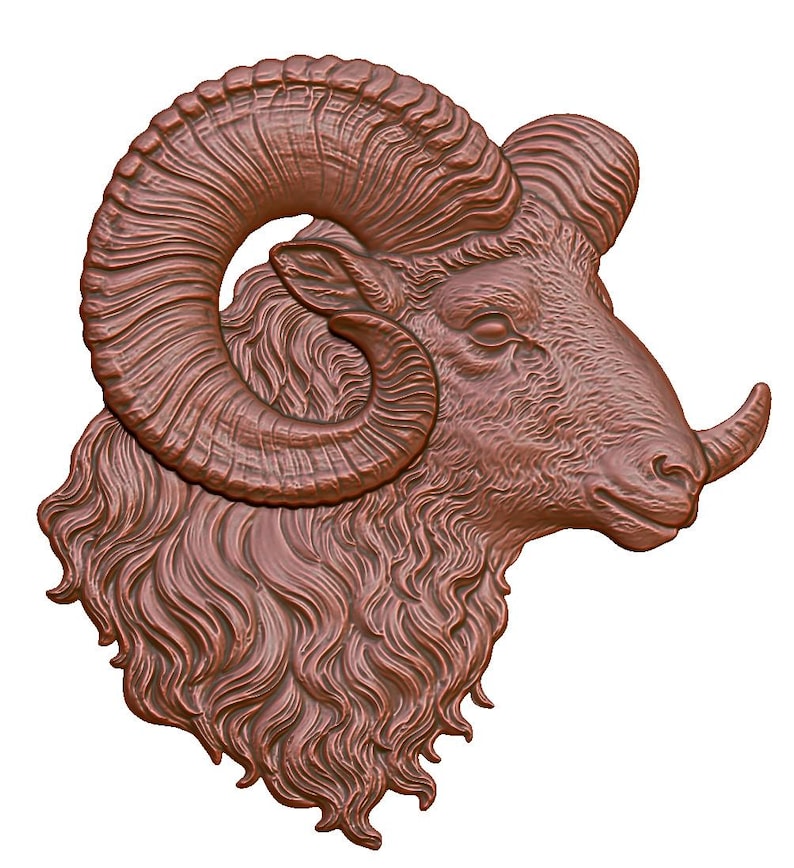 Majestic Ram Head 3D STL Model for CNC Router, Laser Engraving & 3D ...