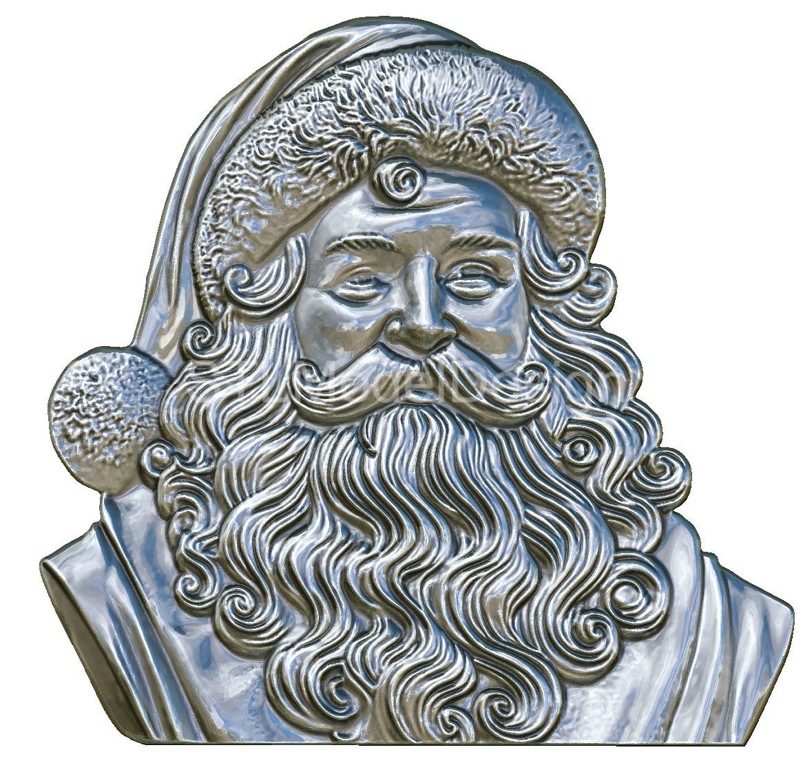 Jolly Santa 3D Model STL File for CNC Router, Laser Engraving & 3D ...
