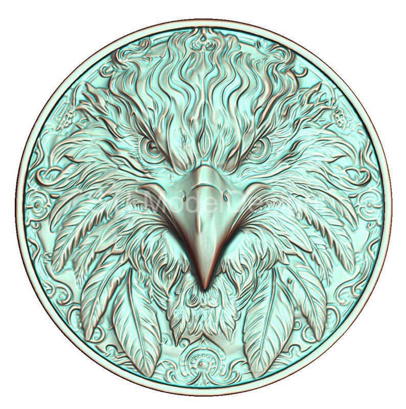 Majestic Eagle Crest Coin 3D Model STL File for CNC Router, Laser ...