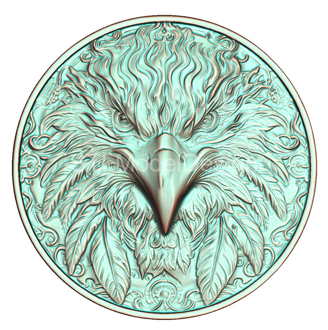 Majestic Eagle Crest Coin 3D Model STL File for CNC Router, Laser ...