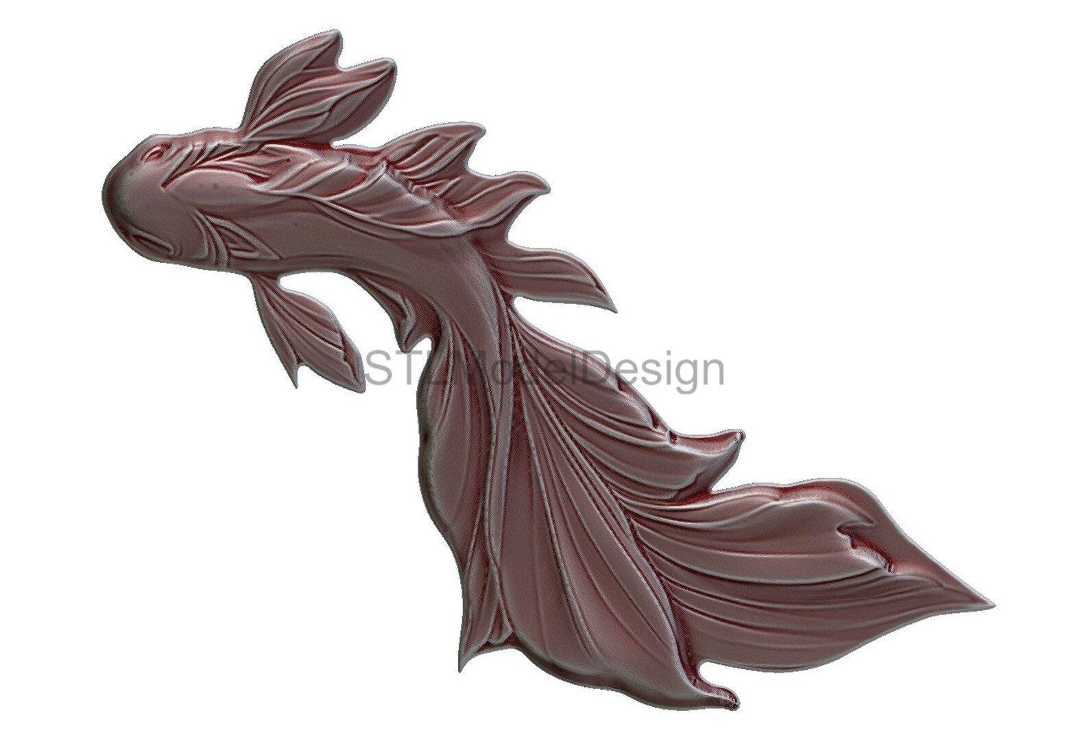 Majestic Goldfish 3D Model STL File: CNC, 3D Printing, Laser Engraving ...