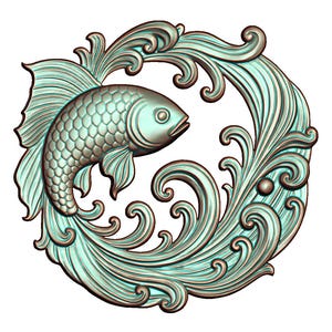 Koi Fish Wave Frame 3D STL Model: CNC Router, Laser, Print (digital ...