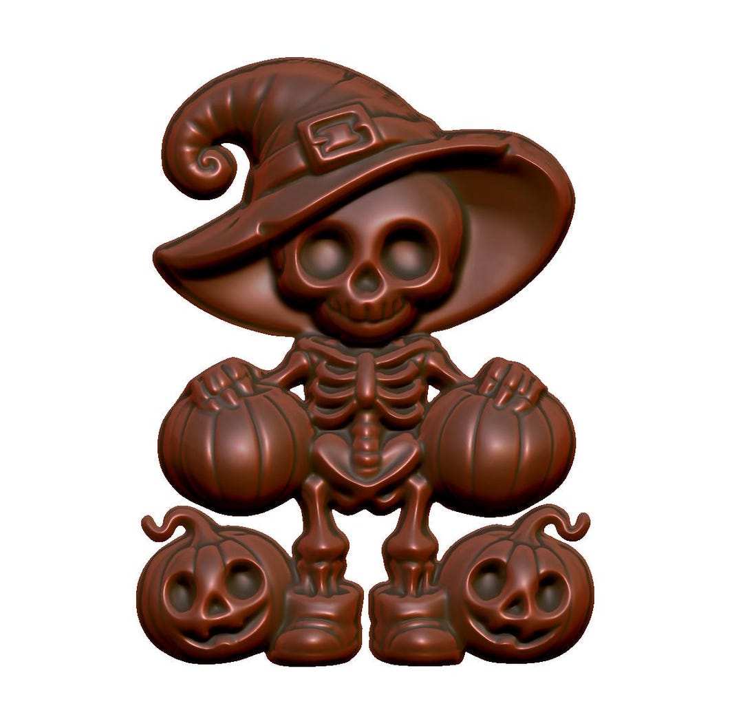 Skeleton With Pumpkins 3D Model STL File for CNC Router, Laser ...