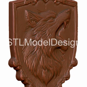 Ferocious Wolf Shield 3D Model STL File: CNC Carving, 3D Printing ...