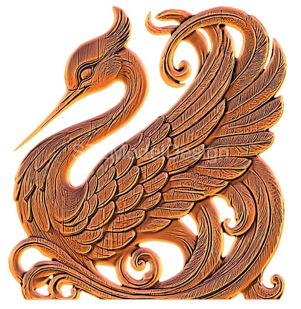 Elegant Heron Relief 3D Model STL File for CNC Router, Laser Engraving ...