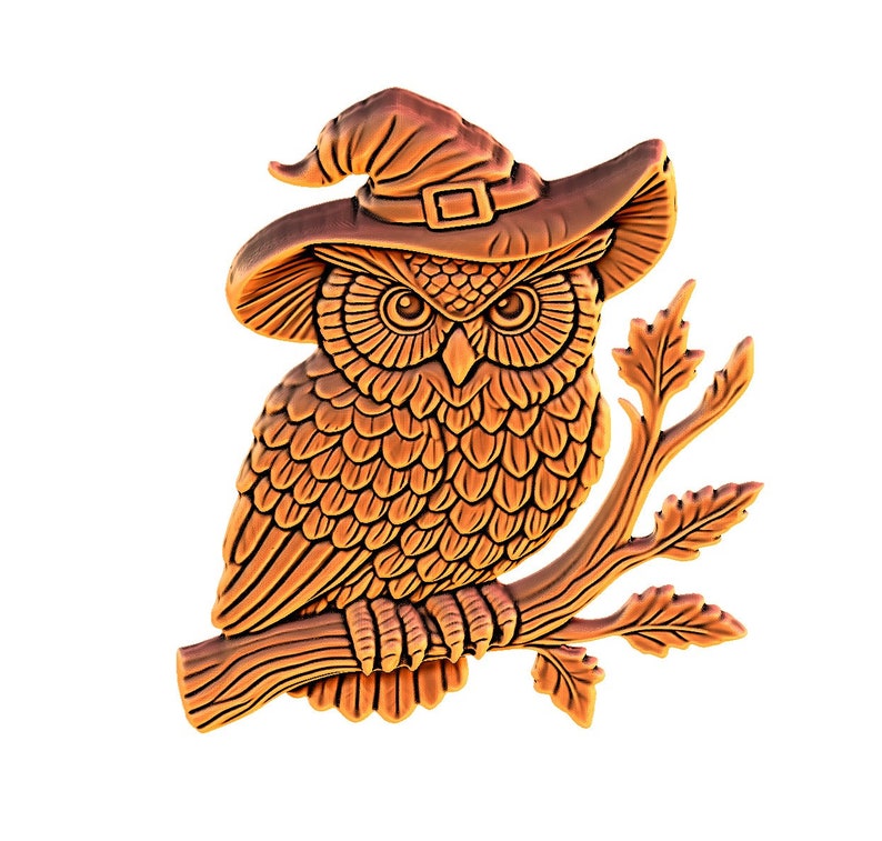 Witchy Owl Halloween 3D Model STL File: CNC Router, Laser, 3D Printing ...