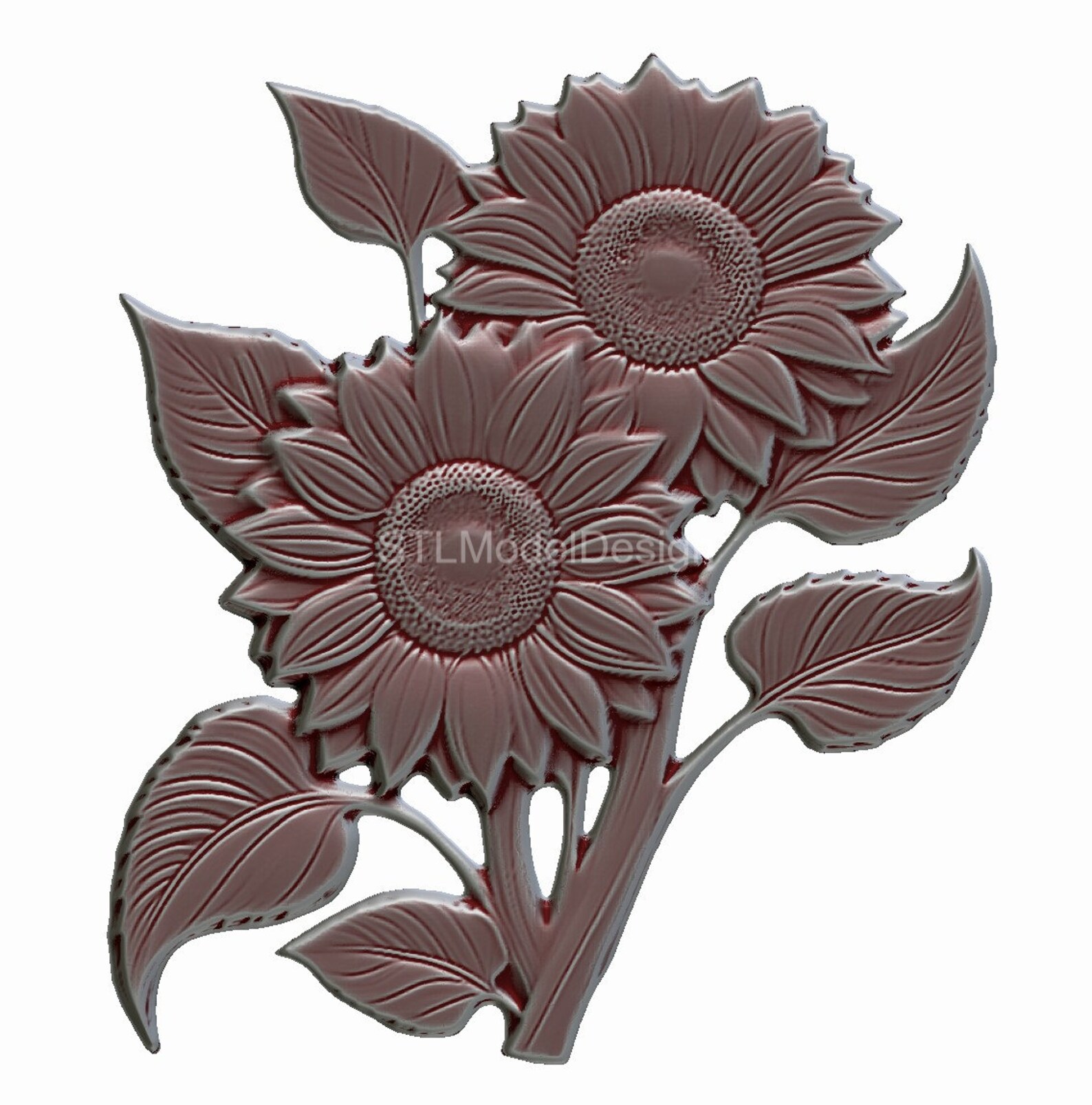 Sunflower Bouquet 3D Model STL File for CNC Carving & 3D Printing ...