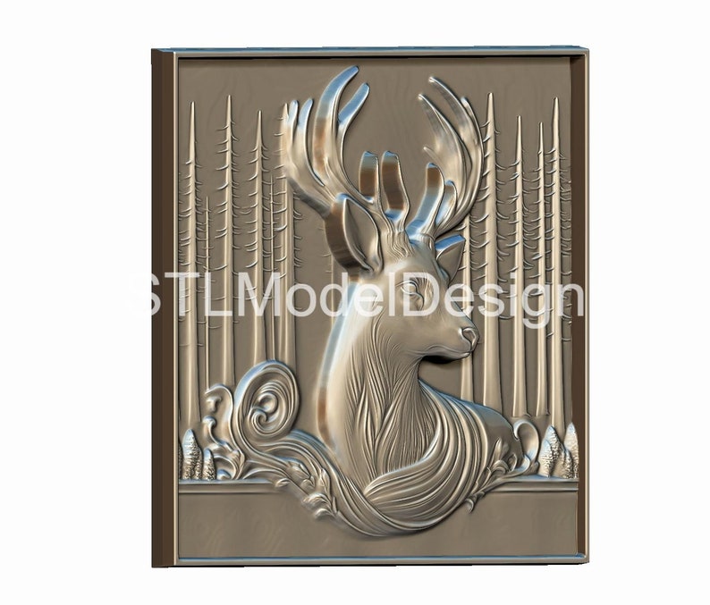 Deer Figure Stag 3D Model STL File for CNC Carving & 3D Printing ...