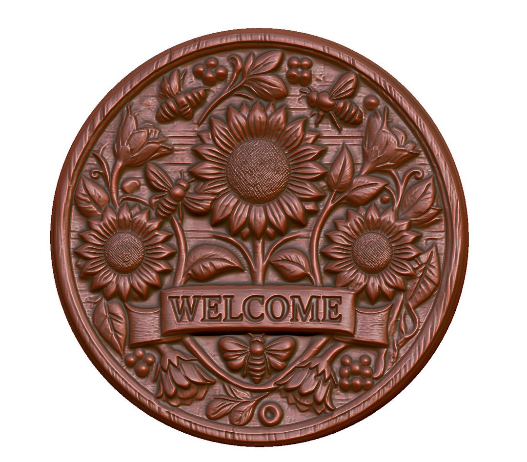 Sunflower Welcome Sign 3D Model STL File: CNC Router, Laser, 3D ...