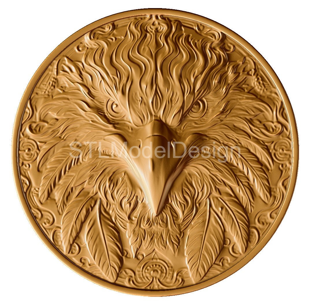 Majestic Eagle Crest Coin 3D Model STL File for CNC Router, Laser ...