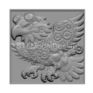 Steampunk Eagle 3D Model STL File for CNC Router, Laser Engraving & 3D ...