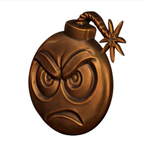 Angry Bomb Smiley 3D Model STL File for CNC Router, Laser Engraving ...