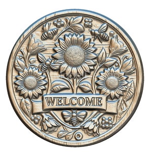 Sunflower Welcome Sign 3D Model STL File: CNC Router, Laser, 3D ...