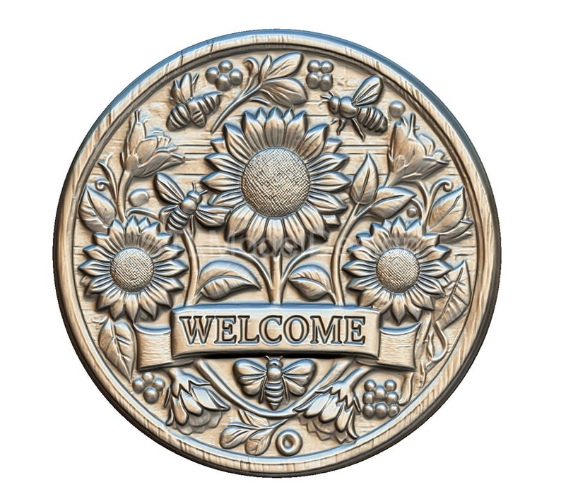 Sunflower Welcome Sign 3D Model STL File: CNC Router, Laser, 3D ...