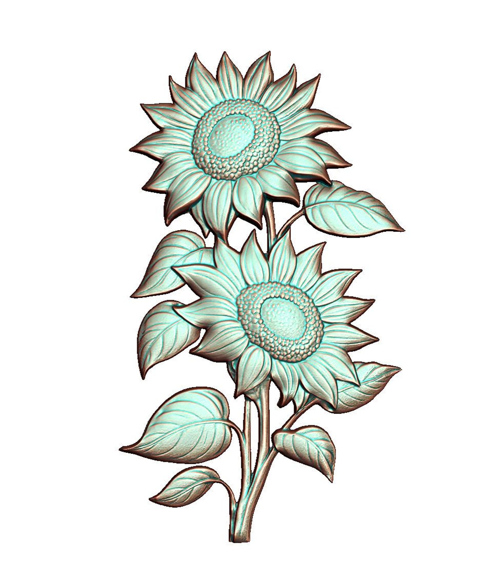Sunflower 3D Model STL File: CNC Router, Laser Engraving, 3D Printing ...