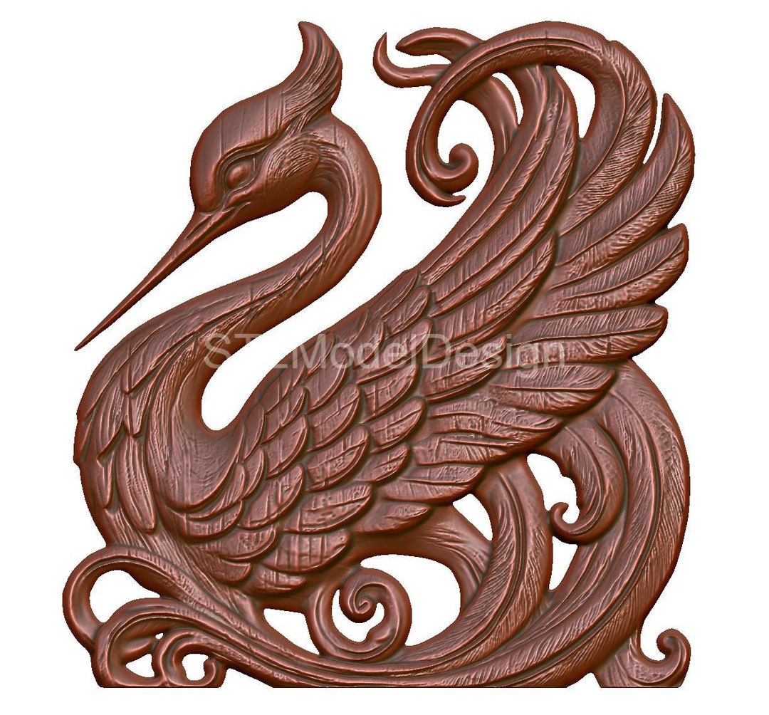 Elegant Heron Relief 3D Model STL File for CNC Router, Laser Engraving ...