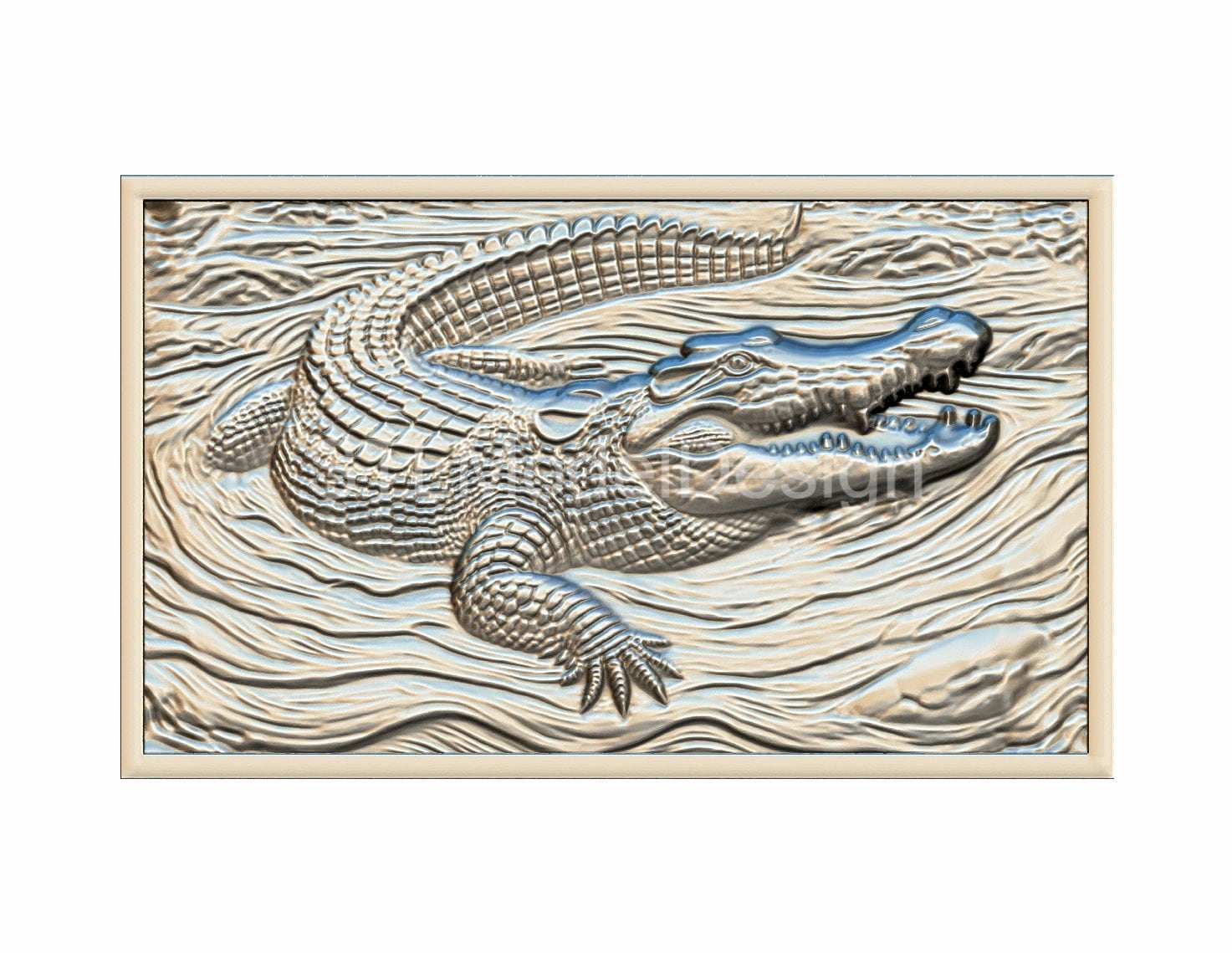 Alligator in Water Decorative 3D Model STL File for CNC Router, Laser ...