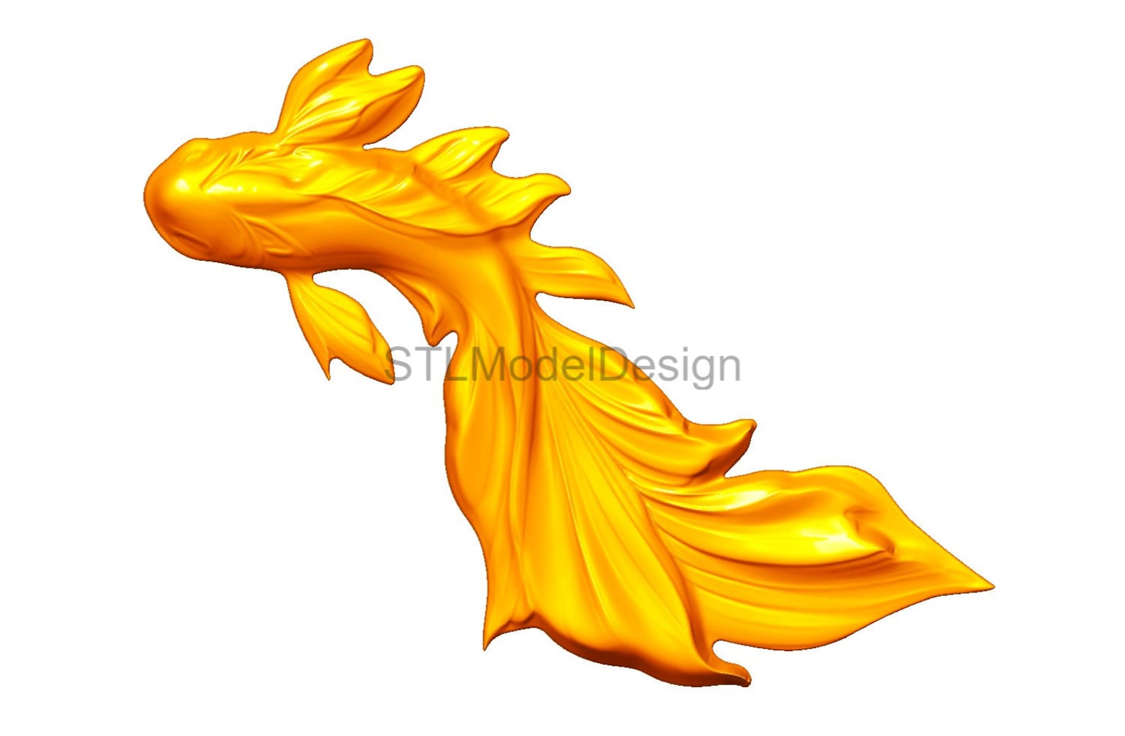 Majestic Goldfish 3D Model STL File for CNC, 3D Printing, and Laser ...