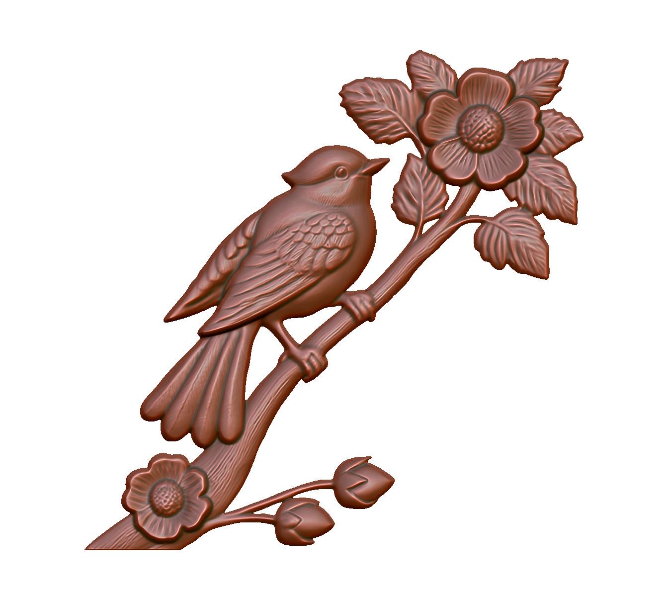 Bird on Branch 3D Model STL File, CNC Router Laser Engraving (digital ...