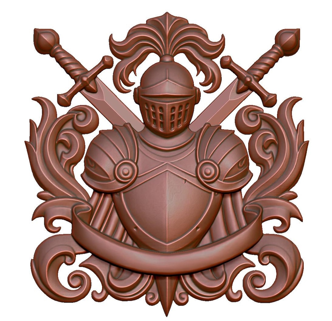 Knight Armor Swords Crest 3D STL Model: CNC Router, Laser, 3D Printing ...
