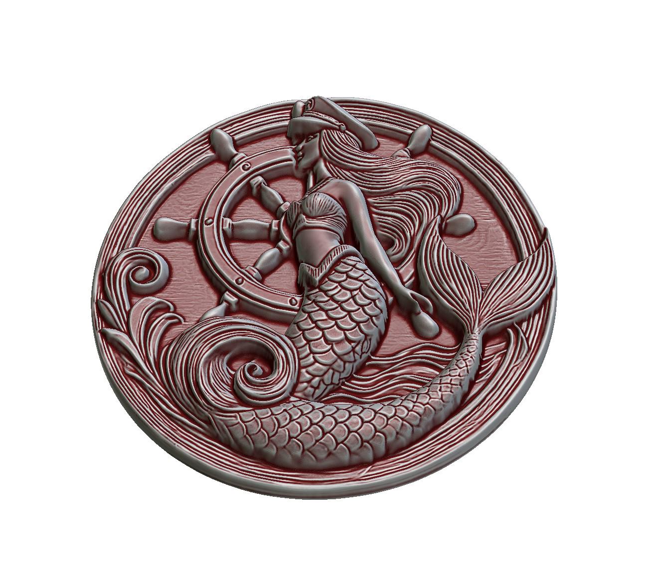 Nautical Mermaid 3D Model STL File: CNC Router, Laser, 3D Printing ...