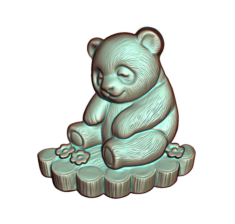 Adorable Panda Figure 3D Model STL File for CNC Router, Laser Engraving ...