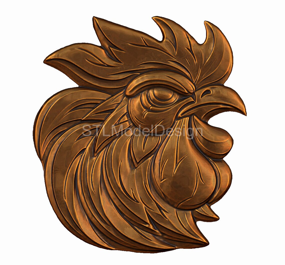 Majestic Rooster 3D Model STL File for CNC Carving & 3D Printing ...
