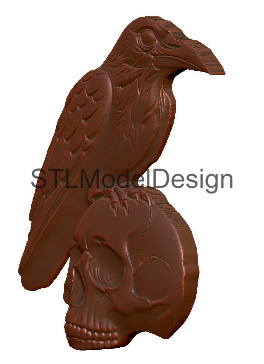 Raven's Perch 3D Model STL File for CNC Carving & 3D Printing - Instant ...