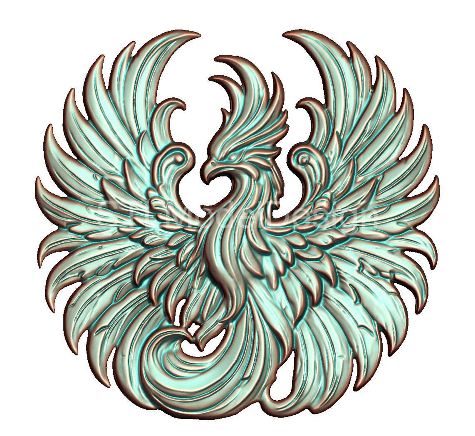 Phoenix Crest 3D Model STL File: CNC Router, Laser, 3D Printing ...