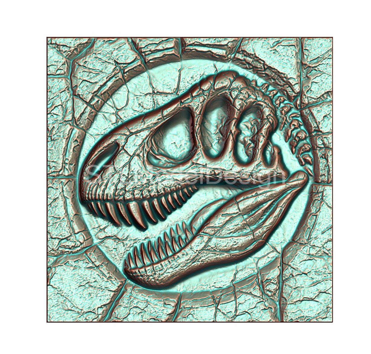 Dinosaur Skull Fossil 3D Model STL File for CNC Router, Laser Engraving ...