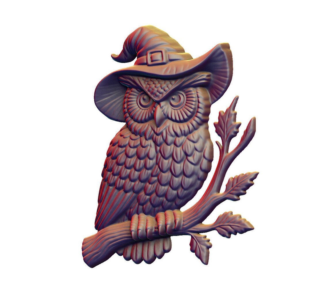 Witchy Owl Halloween 3D Model STL File: CNC Router, Laser, 3D Printing ...