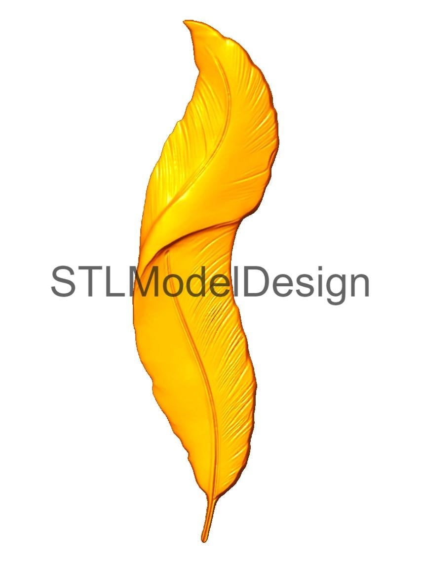 Graceful Feather 3D Model STL File for CNC Carving & 3D Printing ...