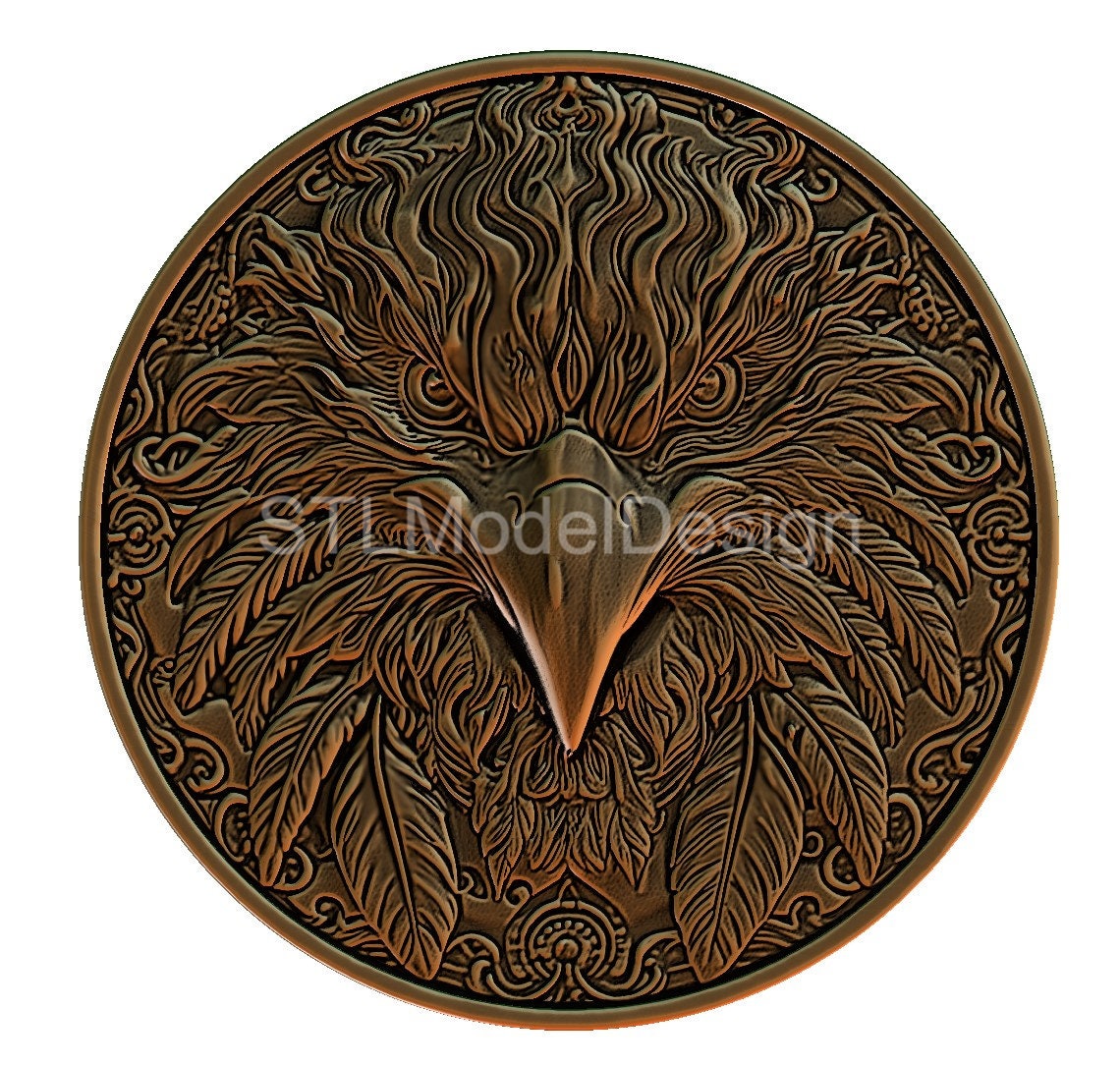 Majestic Eagle Crest Coin 3D Model STL File for CNC Router, Laser ...