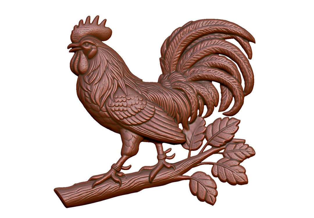 Rooster on Branch 3D Model STL File: CNC Router, Laser Cut (digital ...