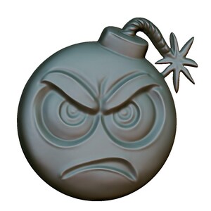 Angry Bomb Smiley 3D Model STL File for CNC Router, Laser Engraving ...