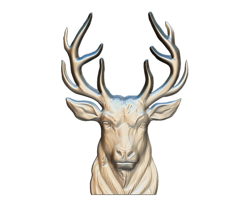 Majestic Deer Head 3D Model STL File for CNC Router, Laser Engraving ...