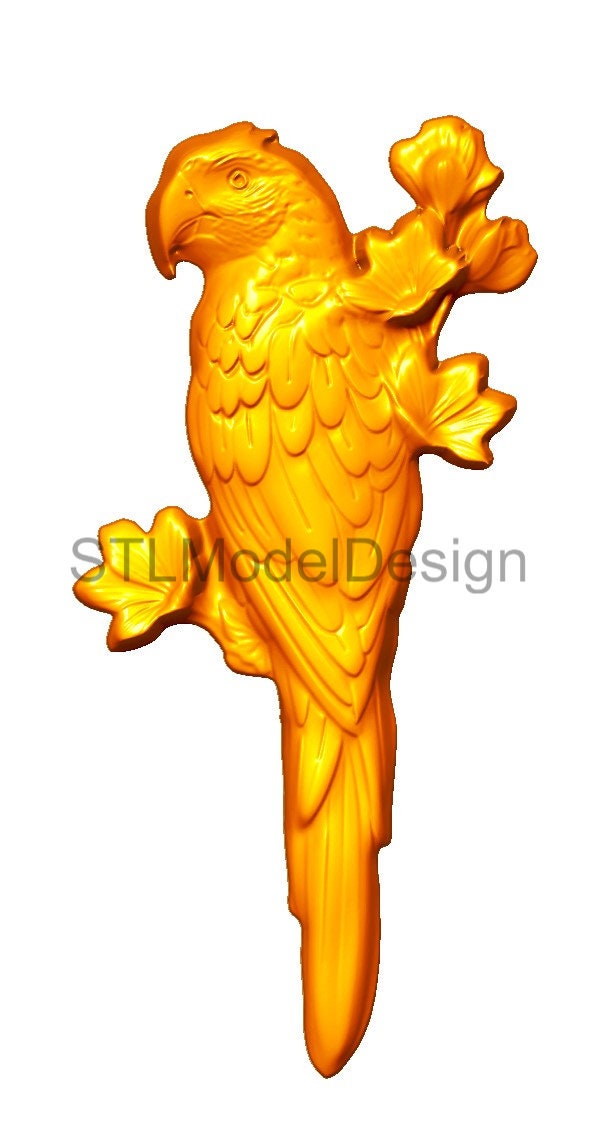 Majestic Parrot 3D Model STL File for CNC Carving, Laser Engraving & 3D ...