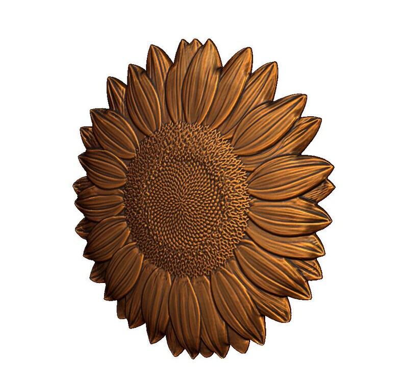 Sunflower 3D Model STL File: CNC Router, Laser Engraving & 3D Printing ...