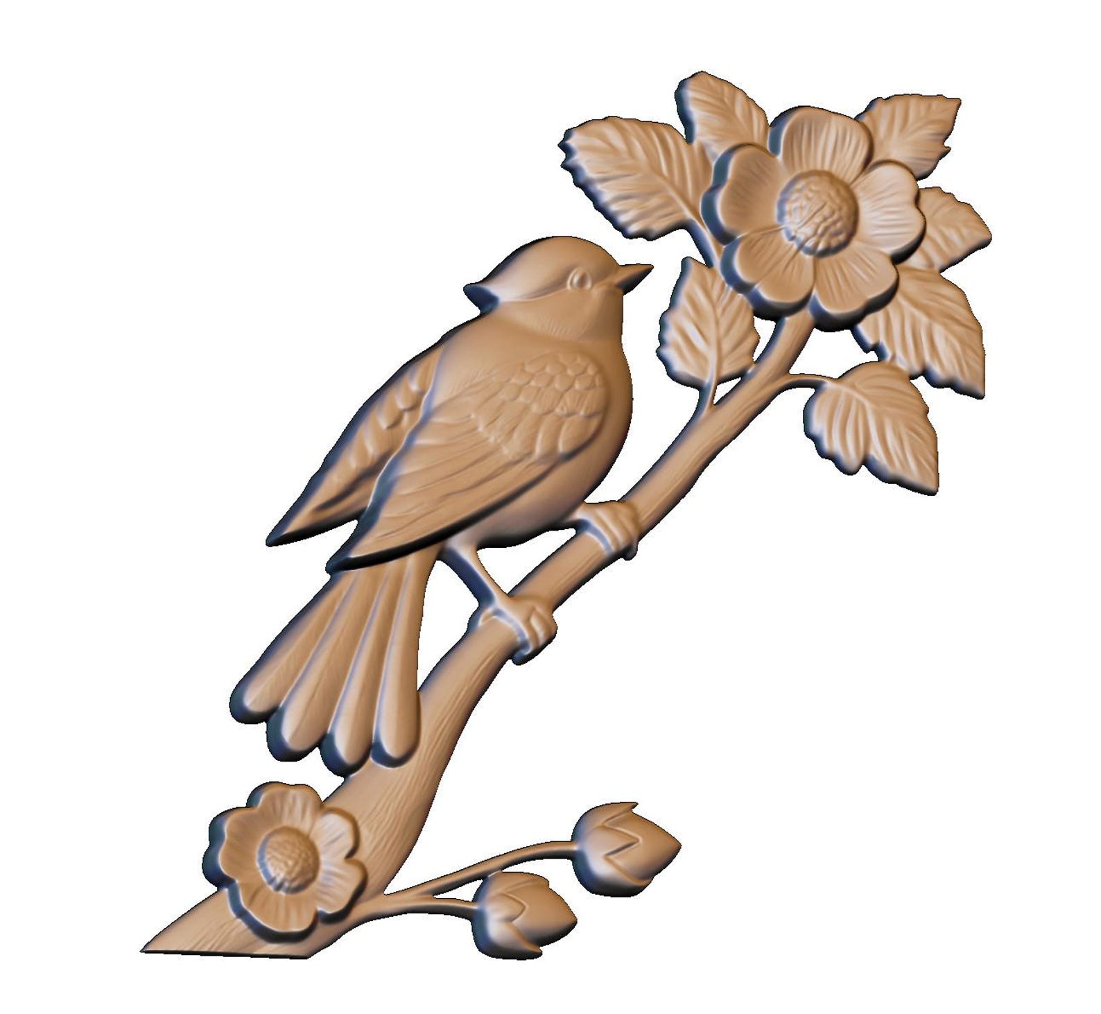 Bird on Branch 3D Model STL File, CNC Router Laser Engraving (digital ...