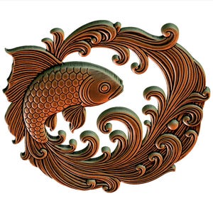 Koi Fish Wave Frame 3D STL Model: CNC Router, Laser, Print (digital ...