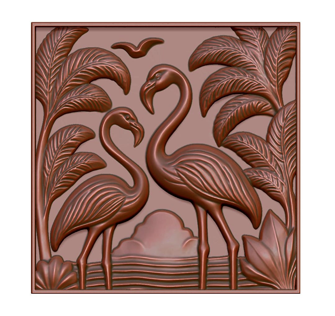 Flamingo Paradise Decorative 3D Model STL File for CNC Router, Laser ...