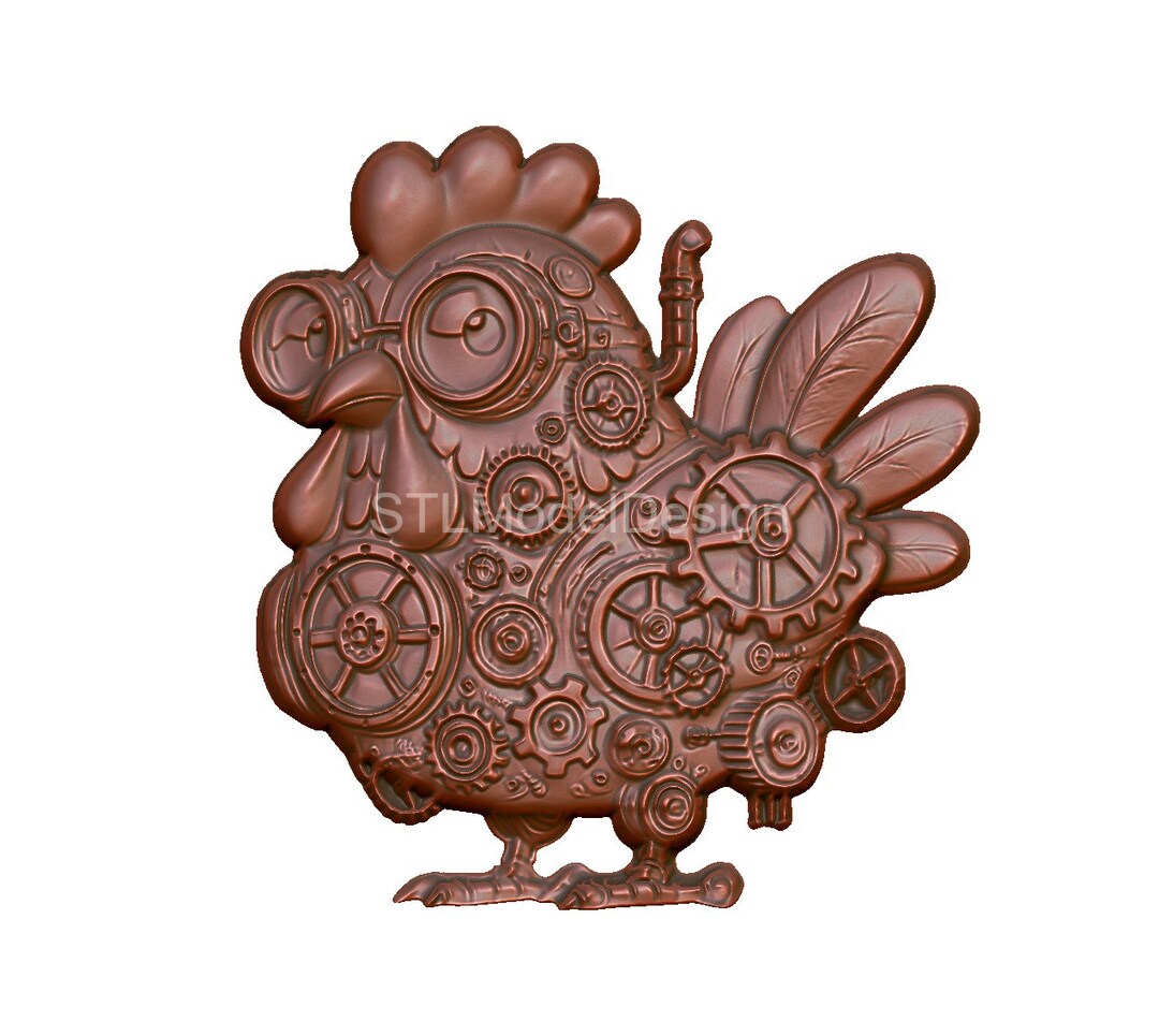 Steampunk Chicken 3D Model STL File for CNC Router, Laser Engraving ...