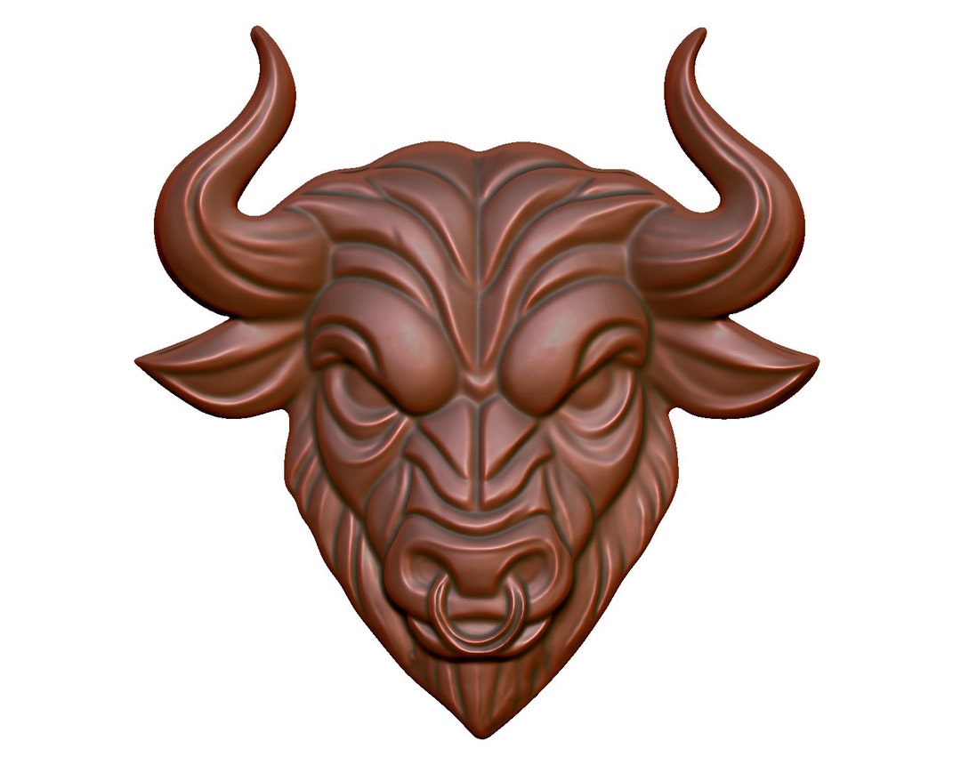 Majestic Bull Head Decorative 3D Model STL File for CNC Router, Laser ...