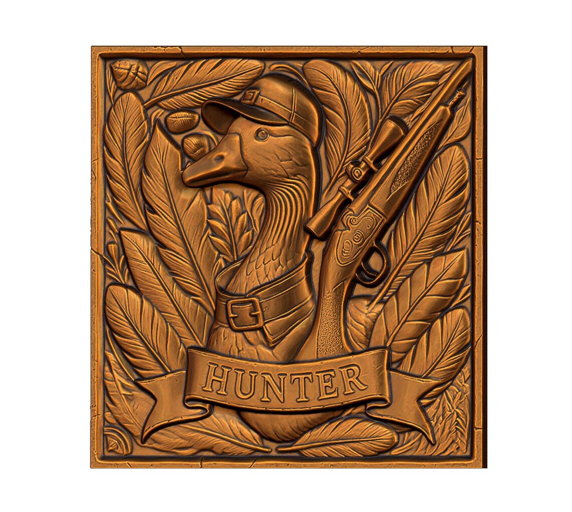 Hunter Duck Wall Decor 3D Model STL File for CNC Router, Laser ...