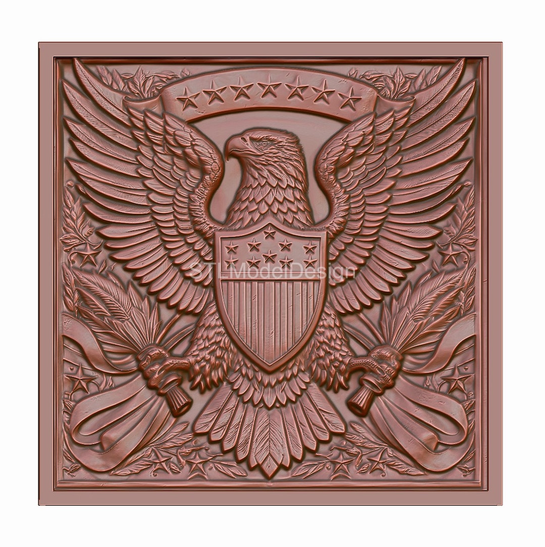 Patriotic Eagle Emblem 3D Model STL File: CNC Carving & 3D Printing ...