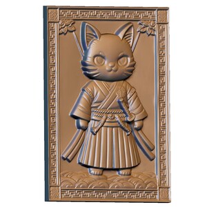 Samurai Cat 3D Model STL File for CNC Router, Laser Engraving & 3D ...