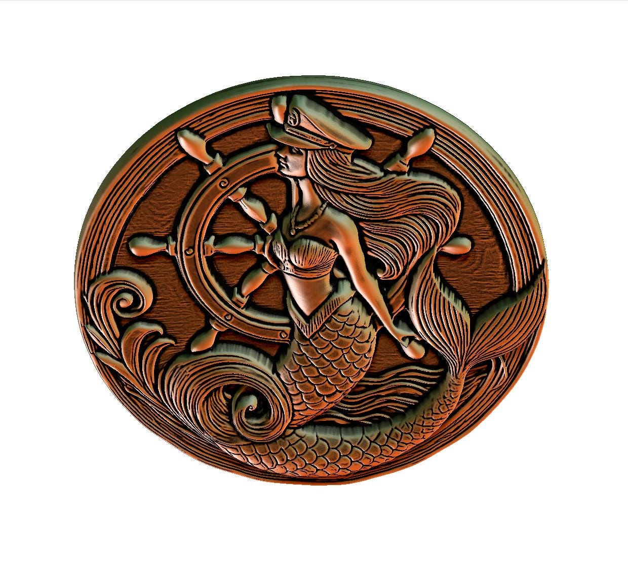 Nautical Mermaid 3D Model STL File: CNC Router, Laser, 3D Printing ...
