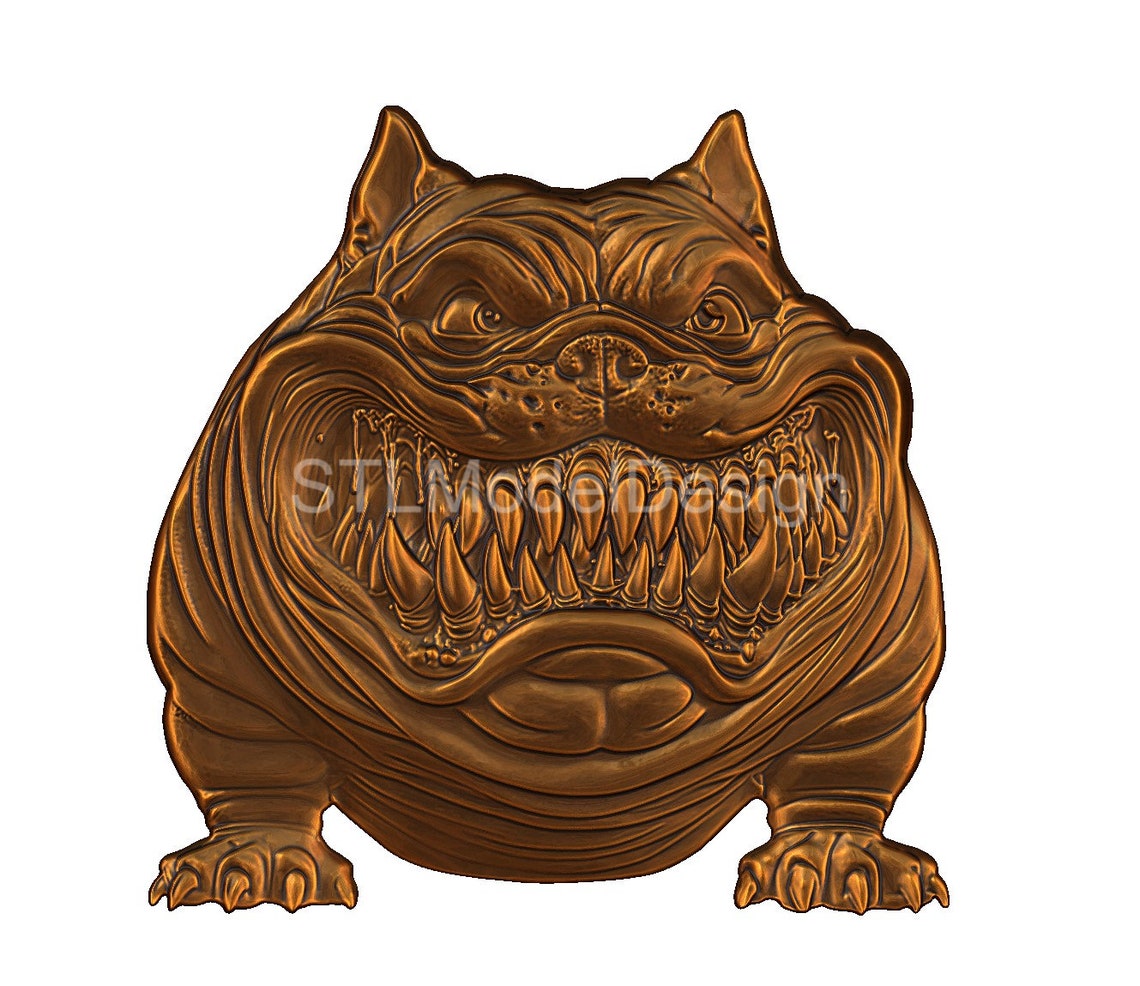 Angry Bulldog 3D Model STL File for CNC Router, Laser Engraving & 3D ...