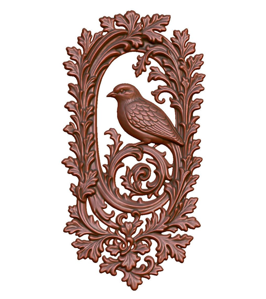 Bird & Floral Frame 3D Model: CNC Router, Laser, 3D Printing (STL File ...
