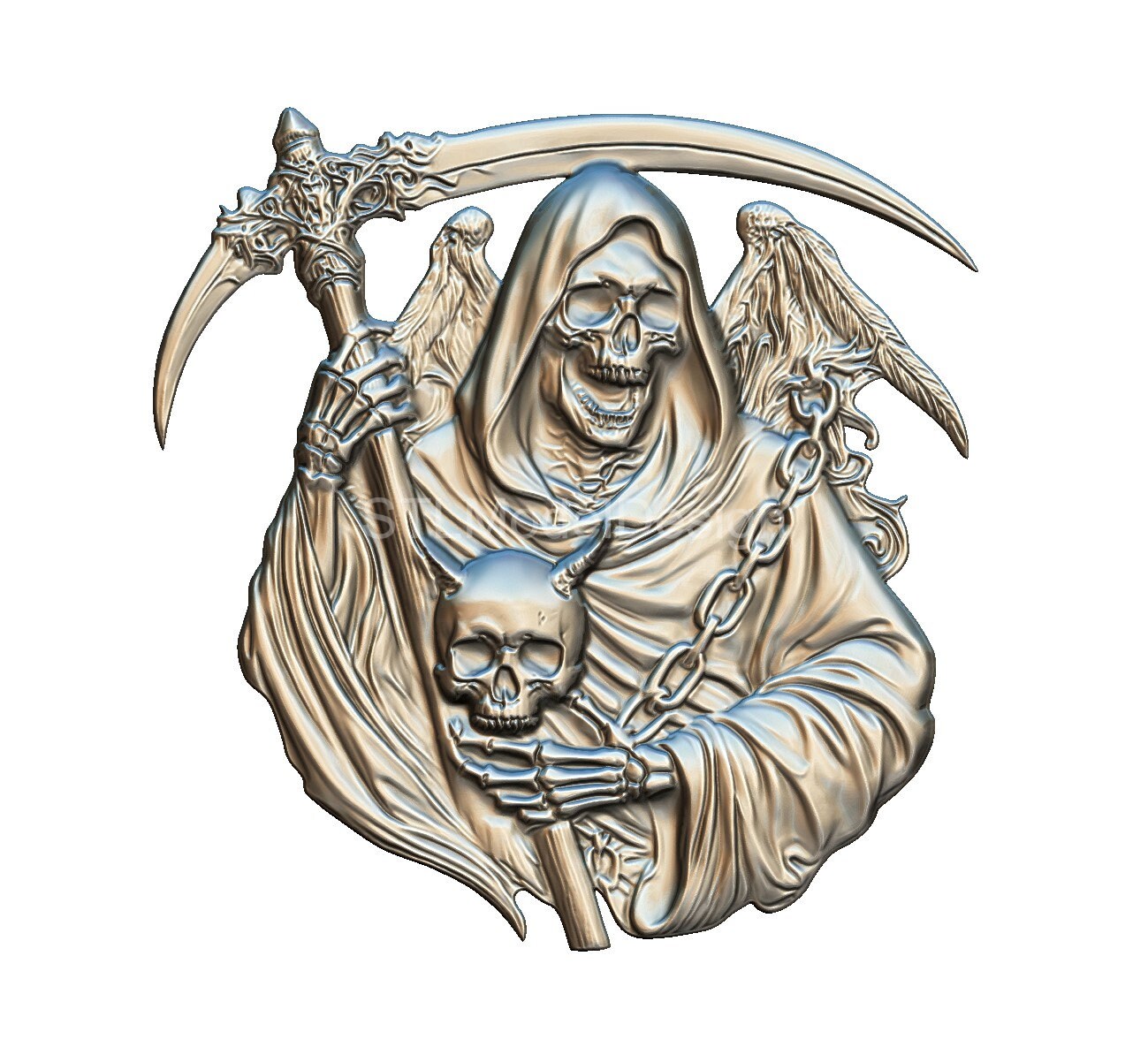Grim Reaper 3D Model STL File for CNC Router, Laser Engraving, and 3D ...
